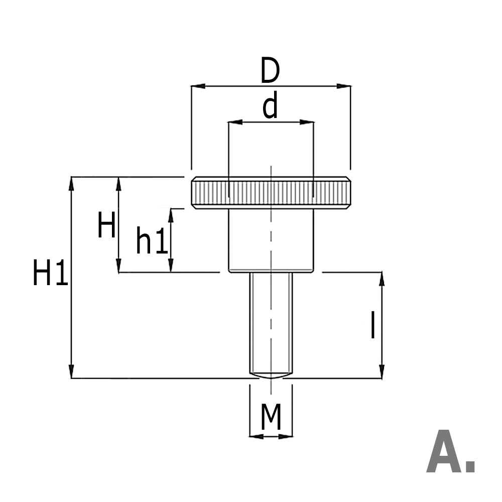 Knurled thumb screws high type - stainless steel - DIN 464 - verpas