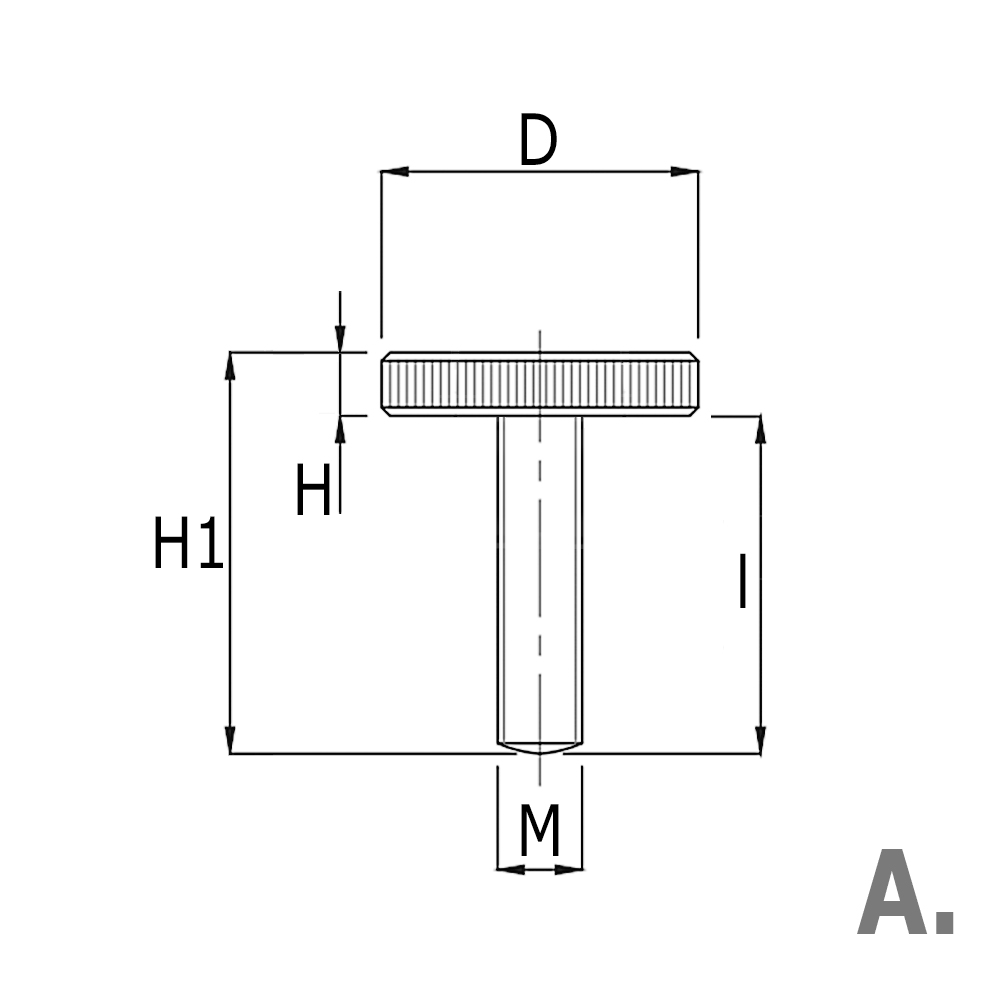 Knurled thumb screws low type - stainless steel - DIN 653 - verpas