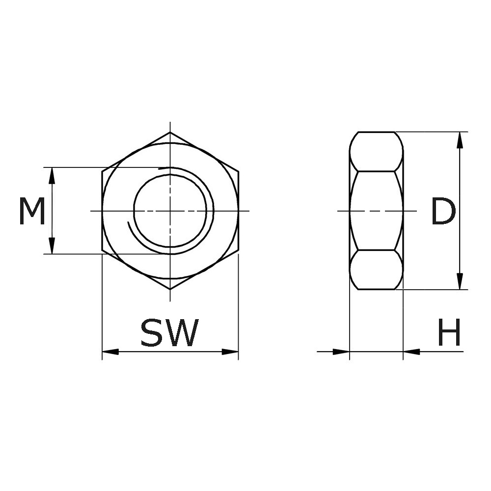 Hexagon nut - DIN 934 – stainless steel A2 - verpas