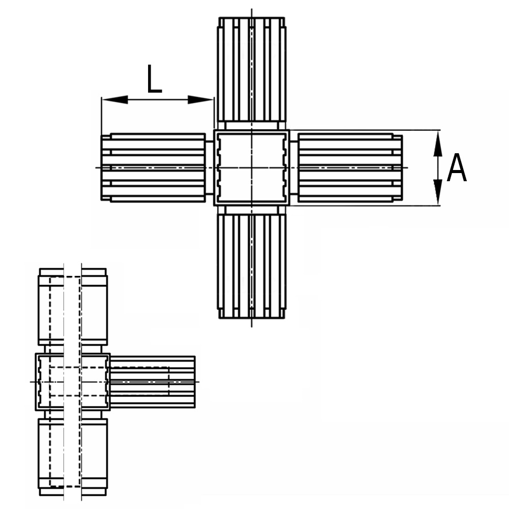 Tube connectors two-piece design 3D5 - multi-dimensional crosspiece - v