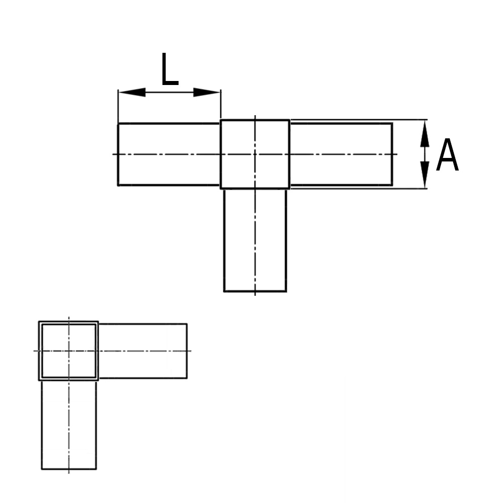 Tube connectors single-piece design 3D4 - multi-dimensional Tee - verpa