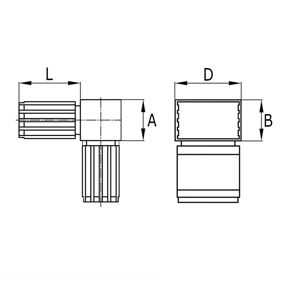 Tube connectors two-piece design 2D2 - corner connector - Verpas B.V.