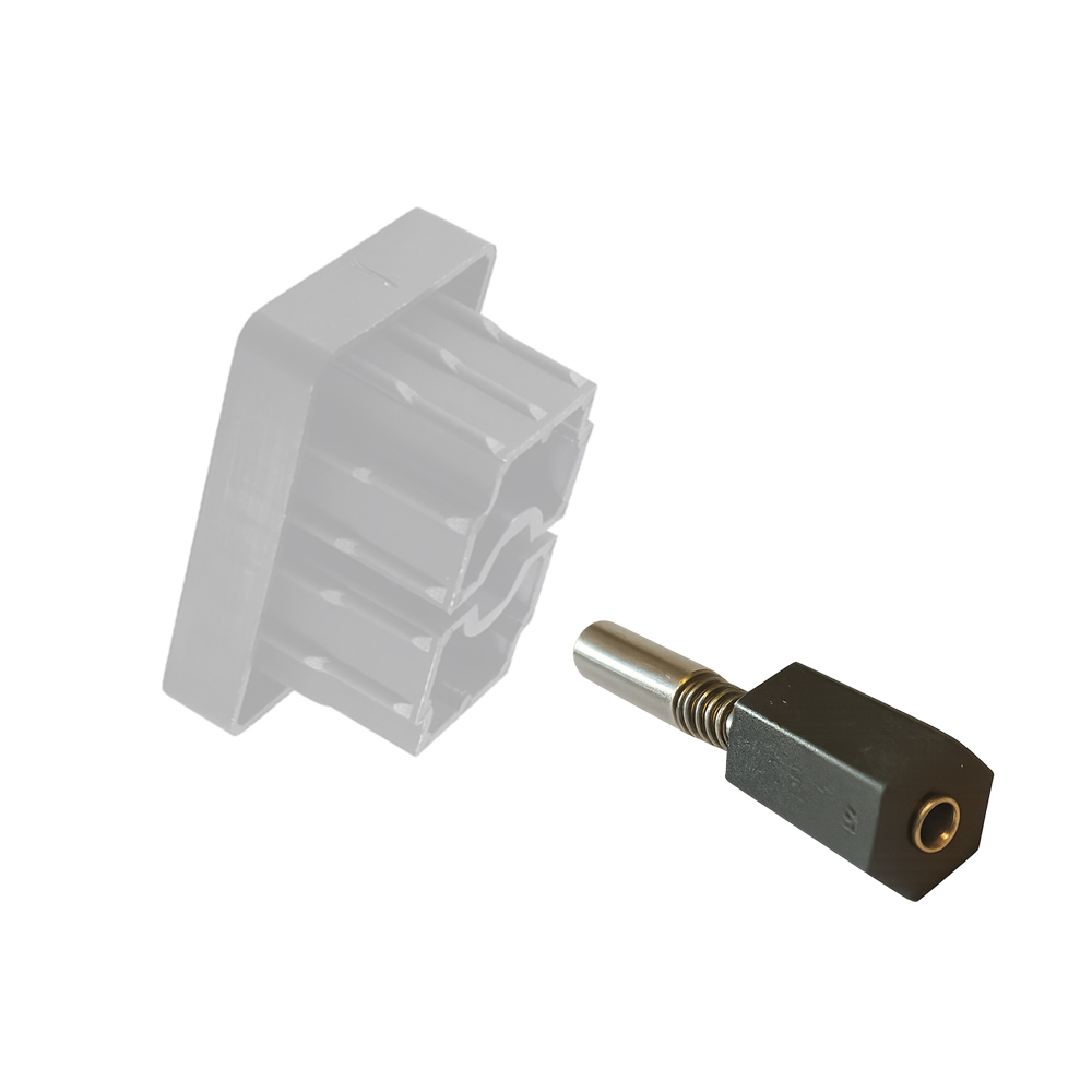 Spring loaded pin for blind connectors - verpas