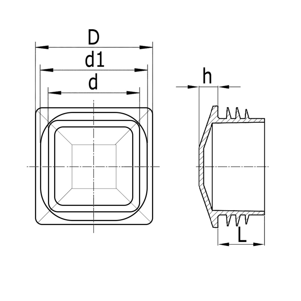 Square domed end cap inserts - finishing plug - verpas
