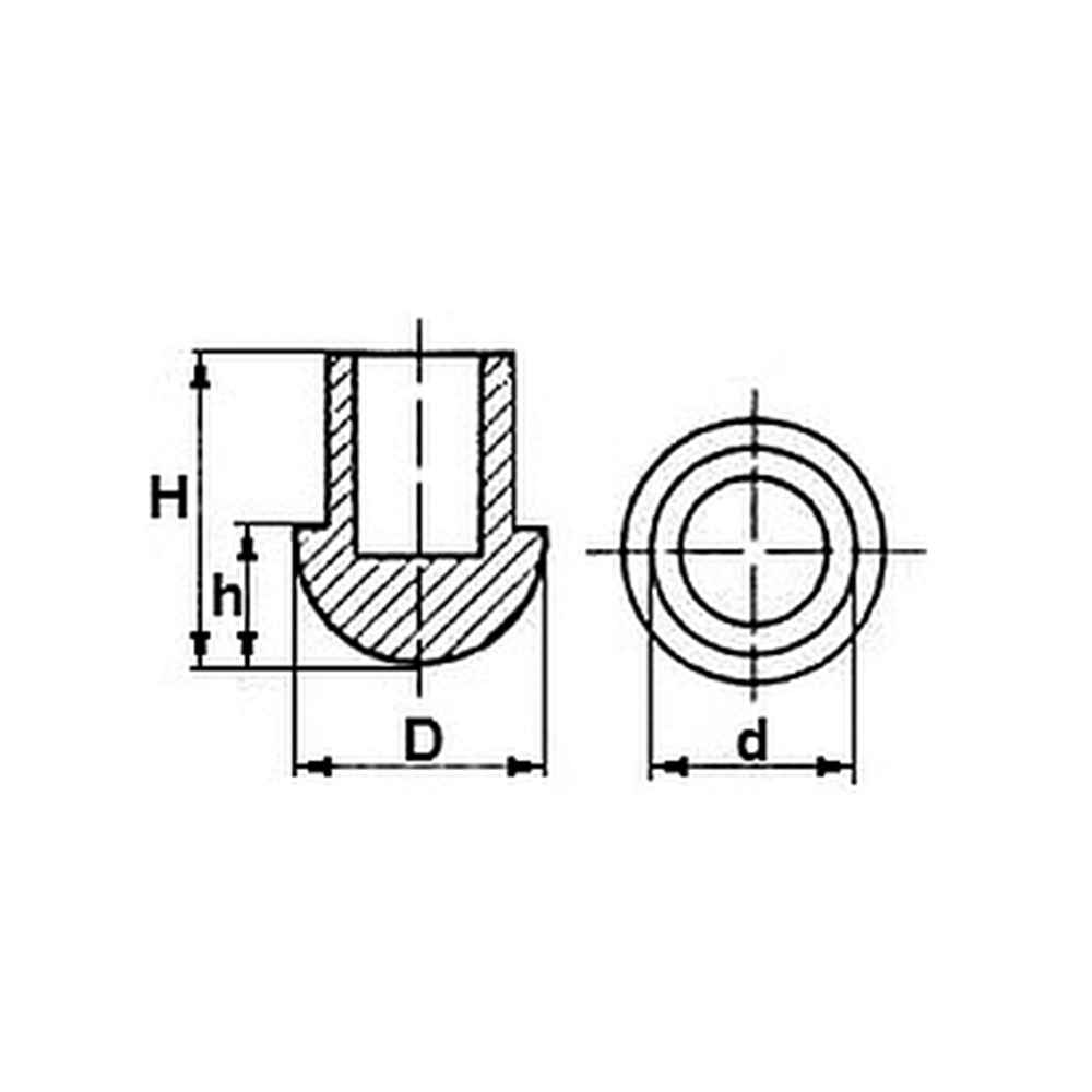 End cap inserts without ribbing - domed head - heavy-duty quality - for