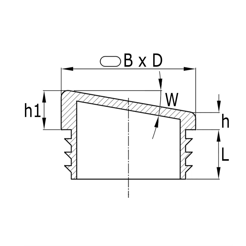 End cap inserts with angled base for flat oval tube - verpas