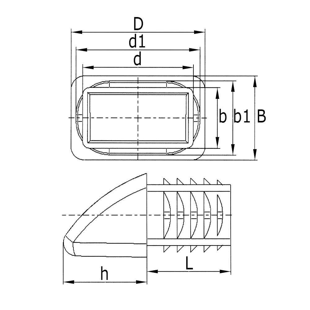 Finishing angled inserts - toe-shaped - for rectangular tubes - verpas
