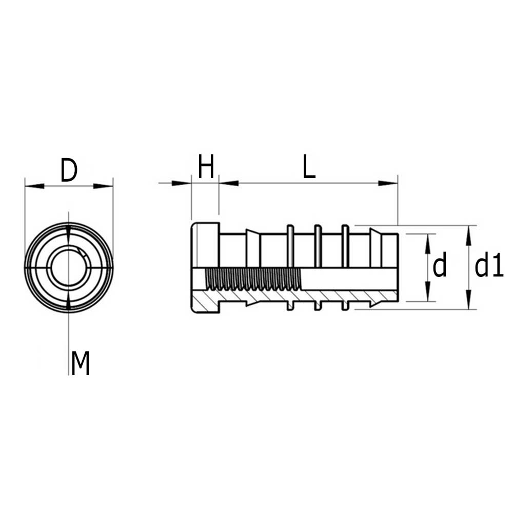 Tube inserts (2-part) with plastic thread – round tube - Verpas B.V.