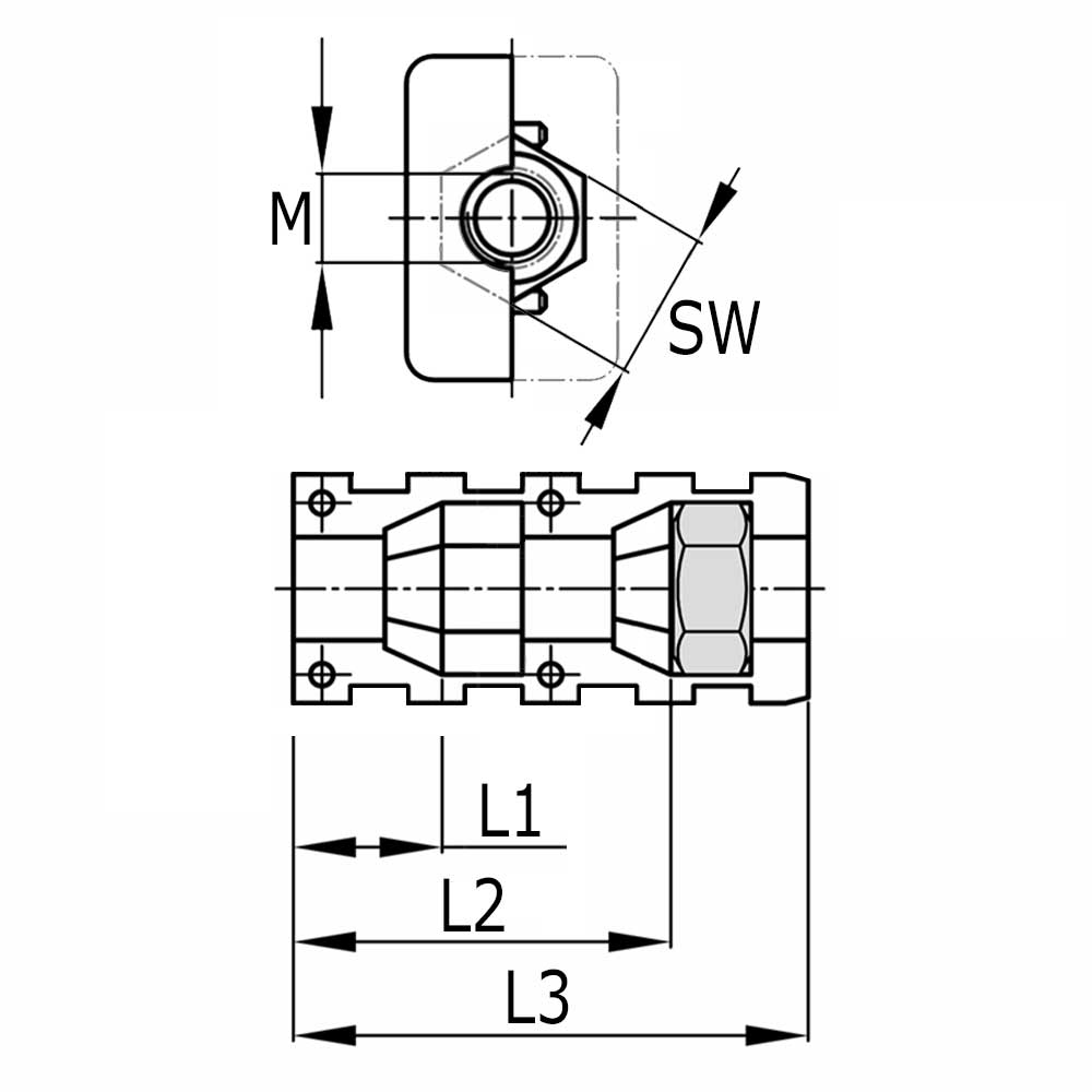 Expander connector without shoulder - rectangular - verpas