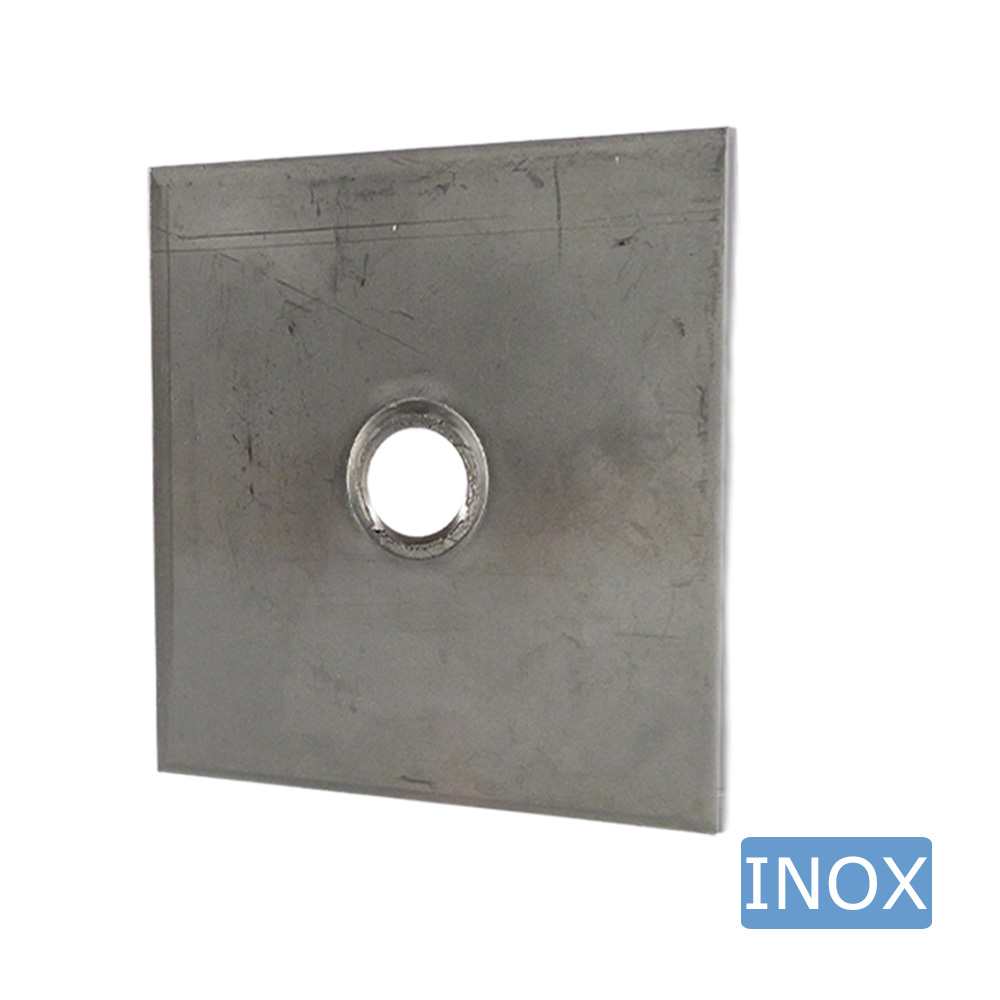Stainless steel threaded weld plate – square - verpas