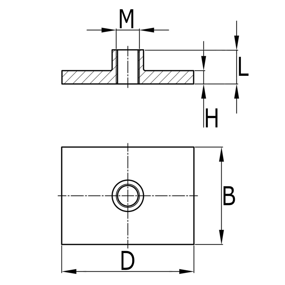 Stainless steel threaded weld plate – rectangular - verpas Stainless steel threaded weld plate – rectangular - verpas