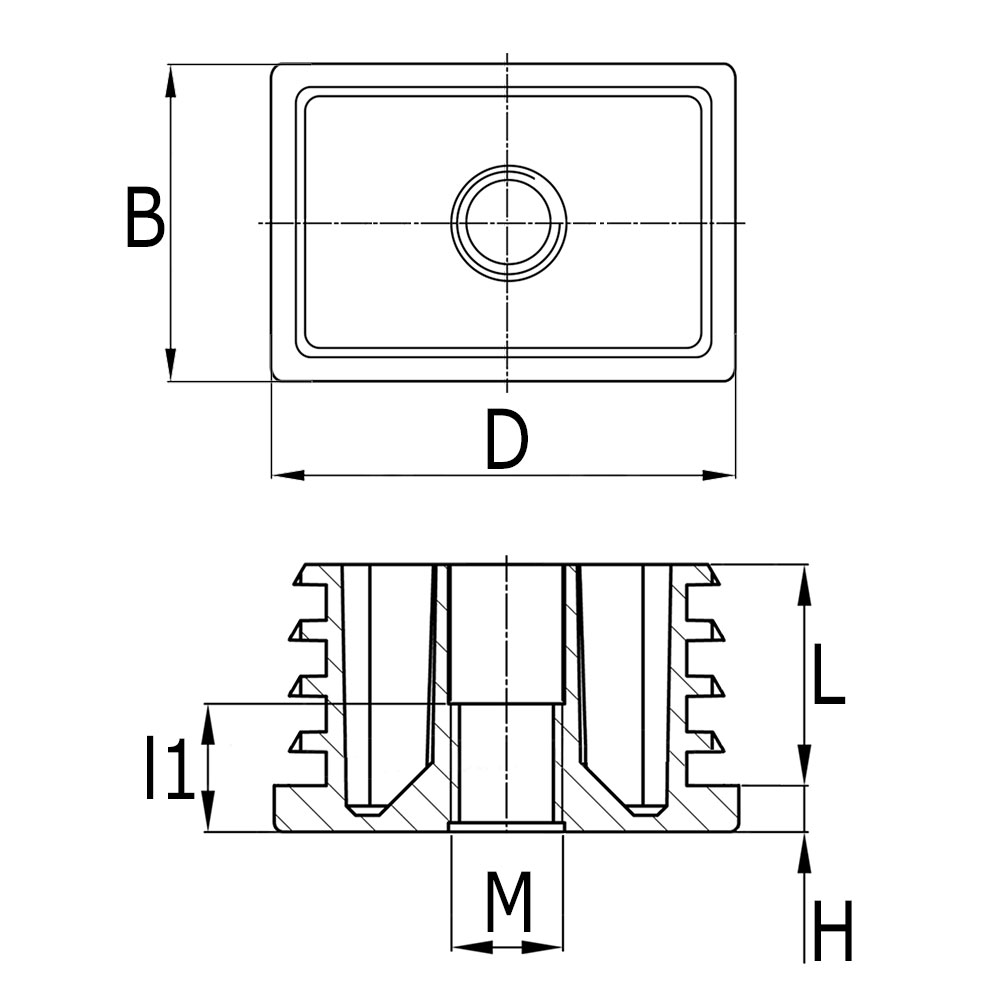 Tube inserts with plastic thread – rectangular tube - verpas