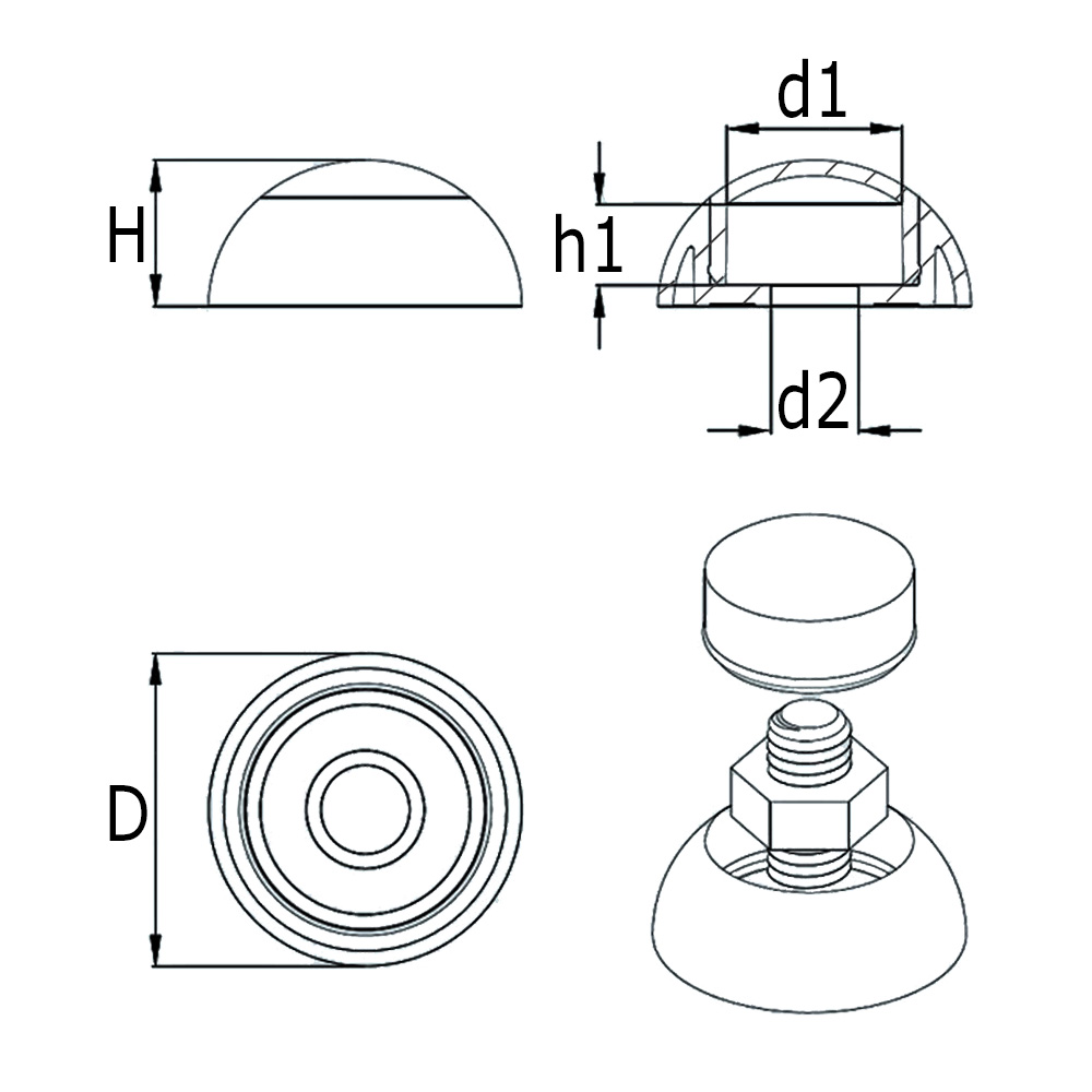 Secure bolt and nut caps – two-piece - UV stabilized - verpas
