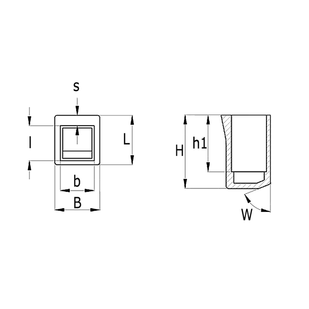 Stand off feet angled base for square tube - verpas
