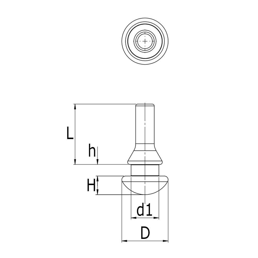 Push in rubber feet with pull tab - dome head - verpas
