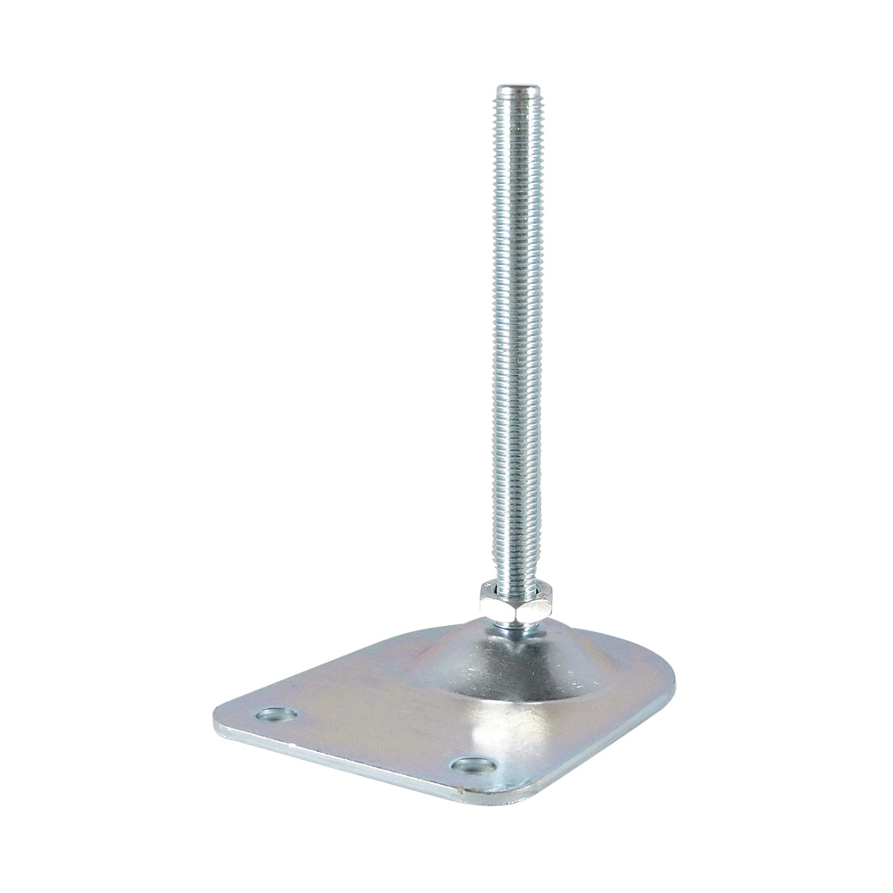 Levelling foot with half-round galvanised steel base - with fixing hole