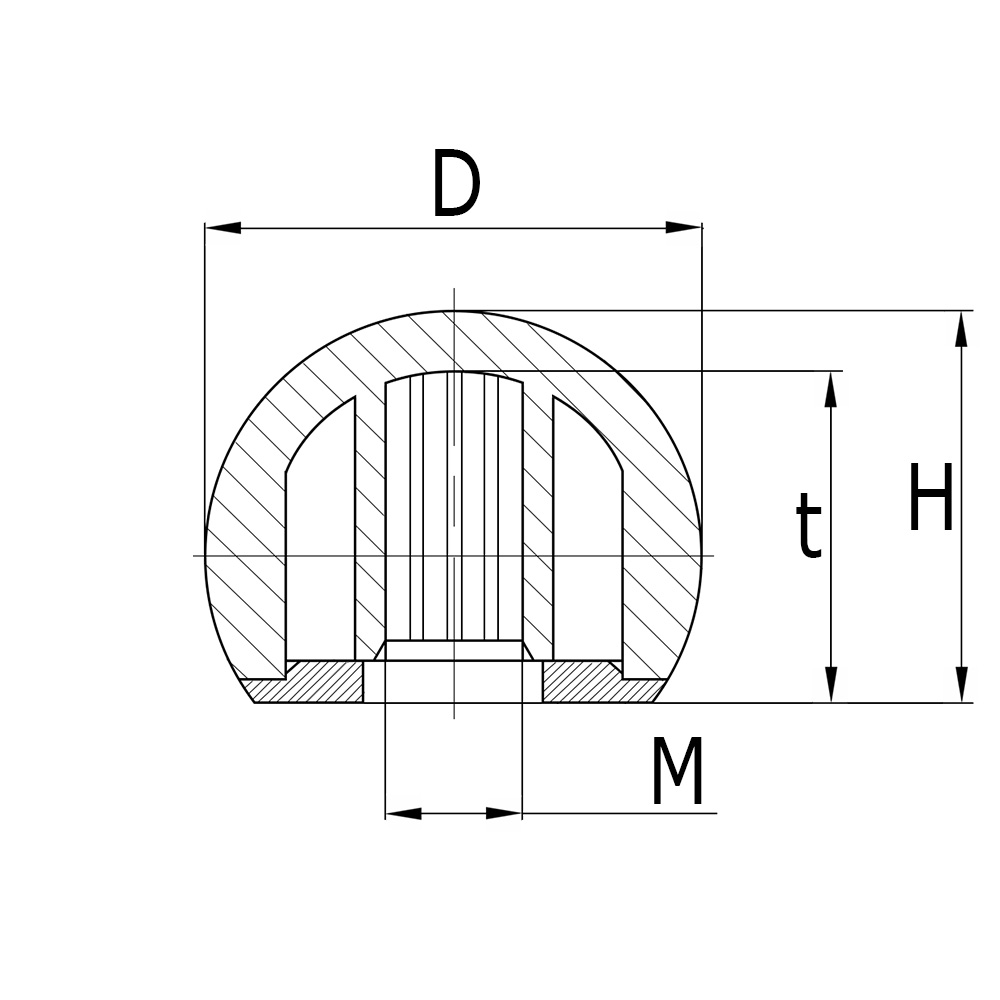 Ball knob ABS – DIN 319 – tapped or reamed blind hole - verpas