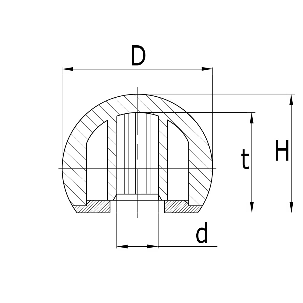 Ball knob ABS – DIN 319 – tapped or reamed blind hole - verpas