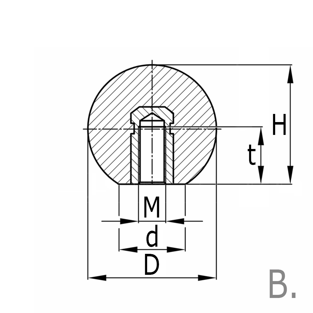 Ball knob - bakelite – DIN 319 - tapped blind hole - verpas