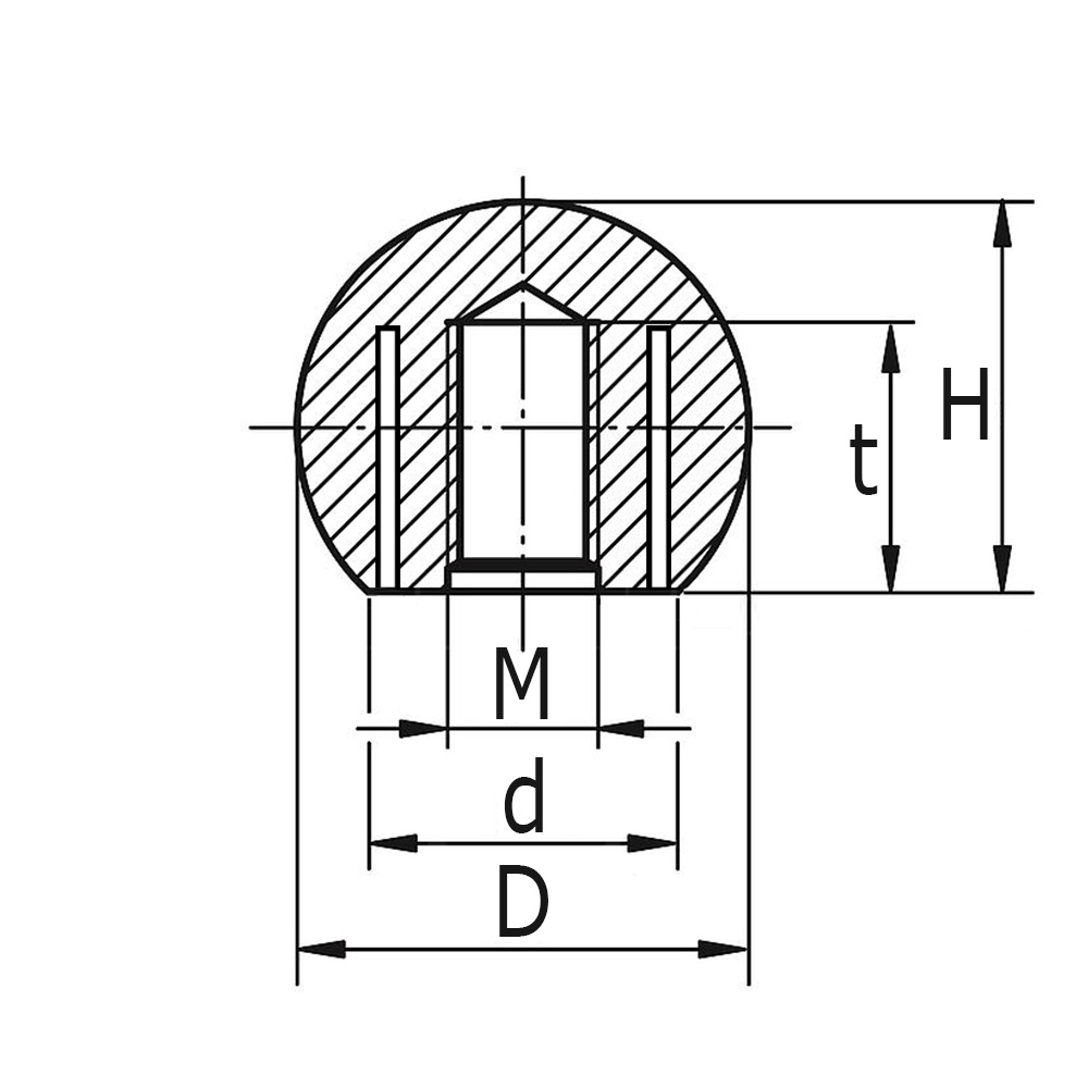 Ball knob PP – DIN 319 – tapped hole - verpas