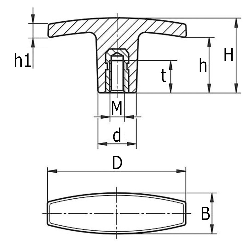 T-grip - PA - metal thread insert - verpas