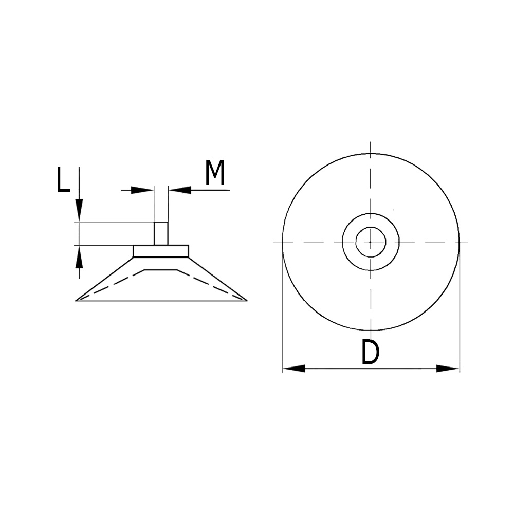 Suction cups with threaded stud - verpas