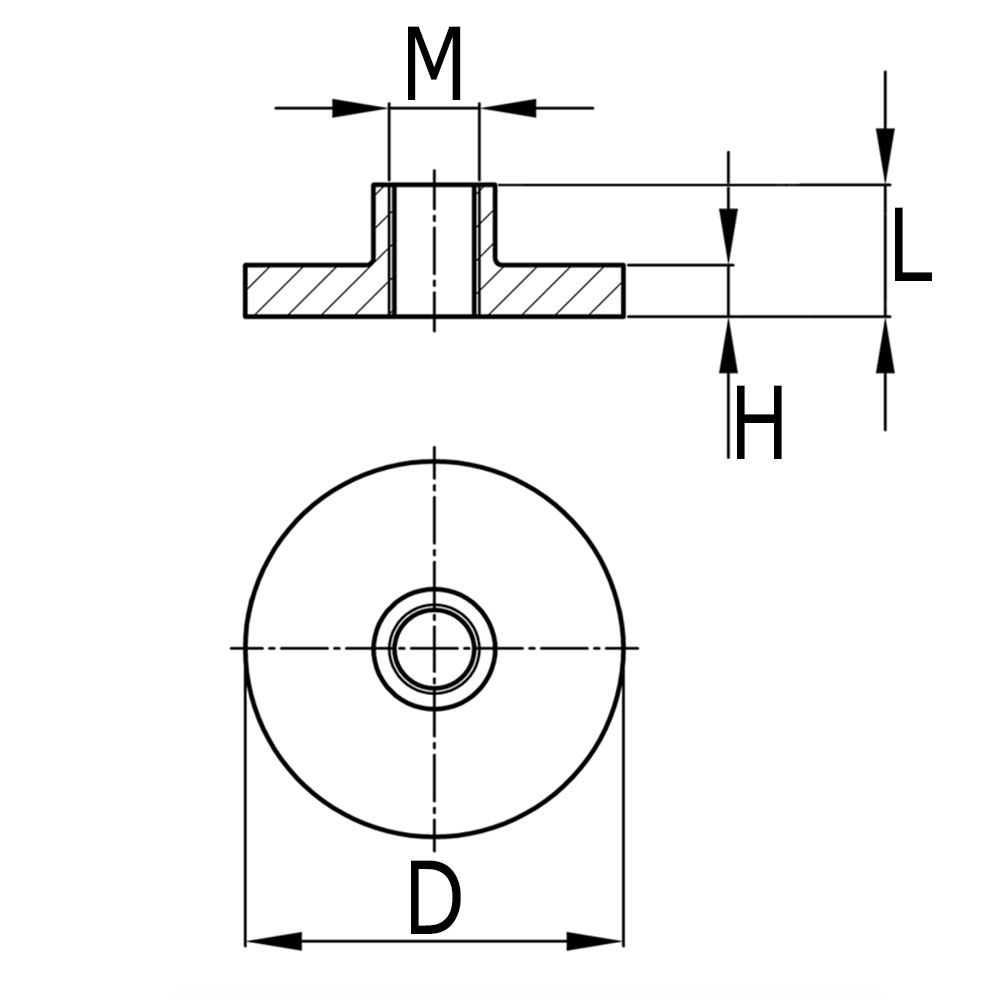Stainless steel threaded weld plate – round - verpas