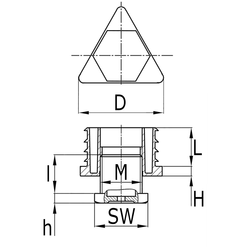 Height-adjustable tube inserts – triangular - verpas