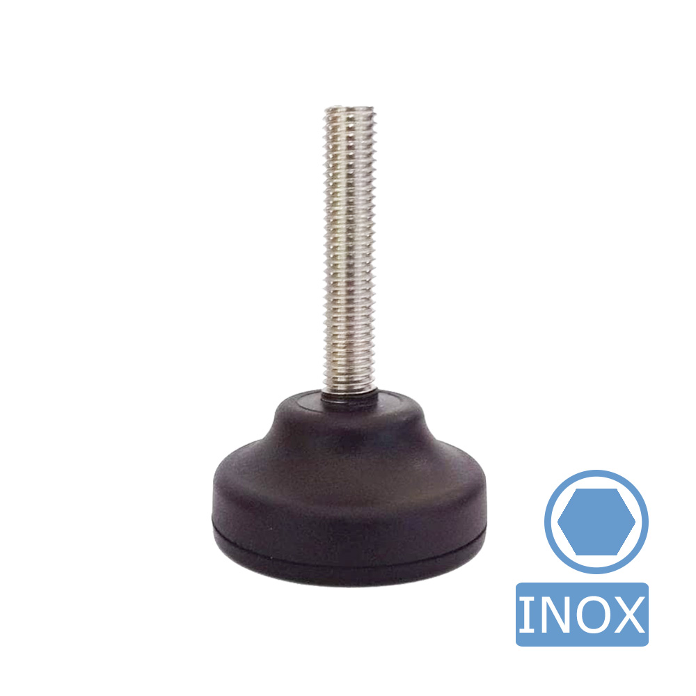 Stainless steel levelling foot – fixed plastic base - hexagonal socket