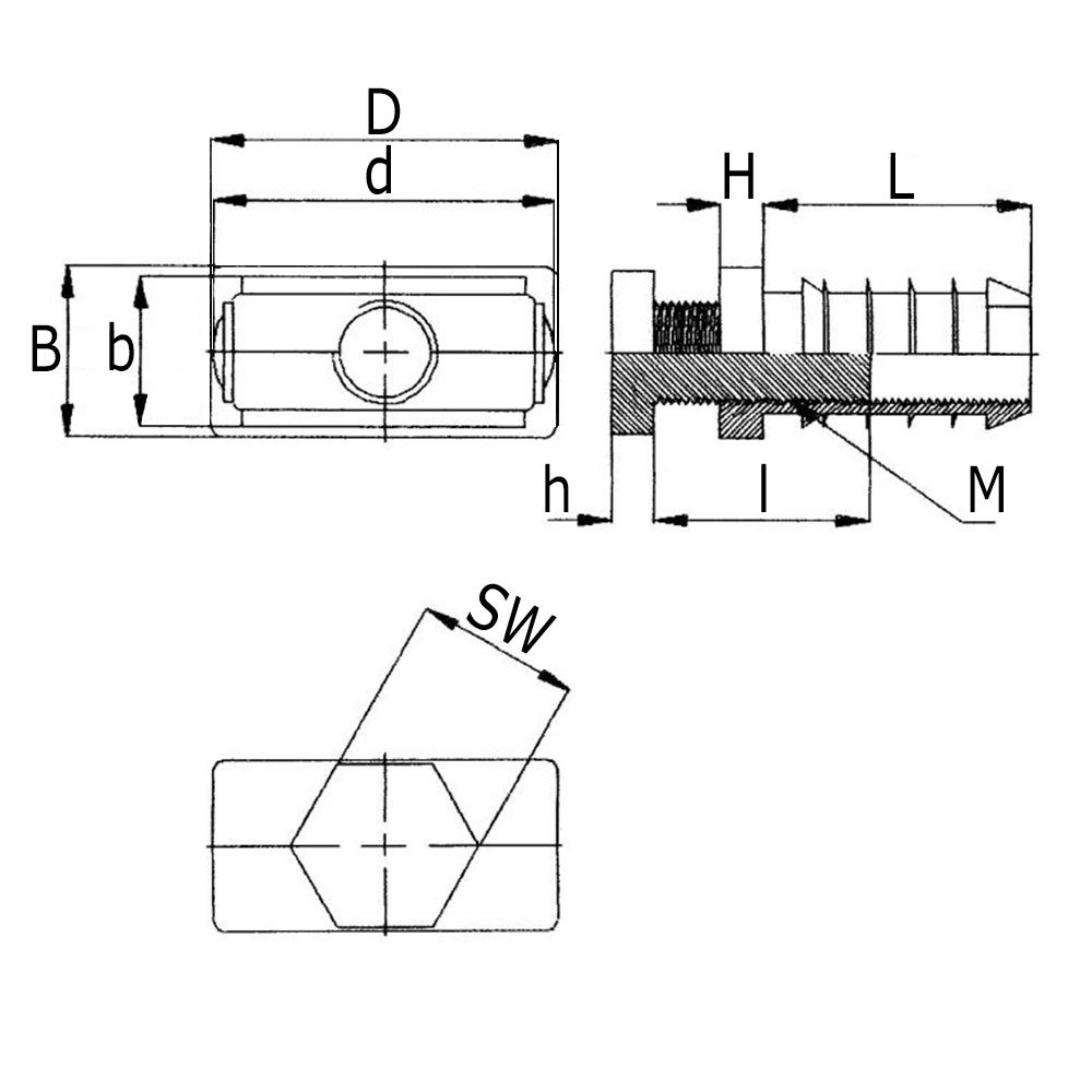 Height-adjustable tube inserts - rectangular - verpas