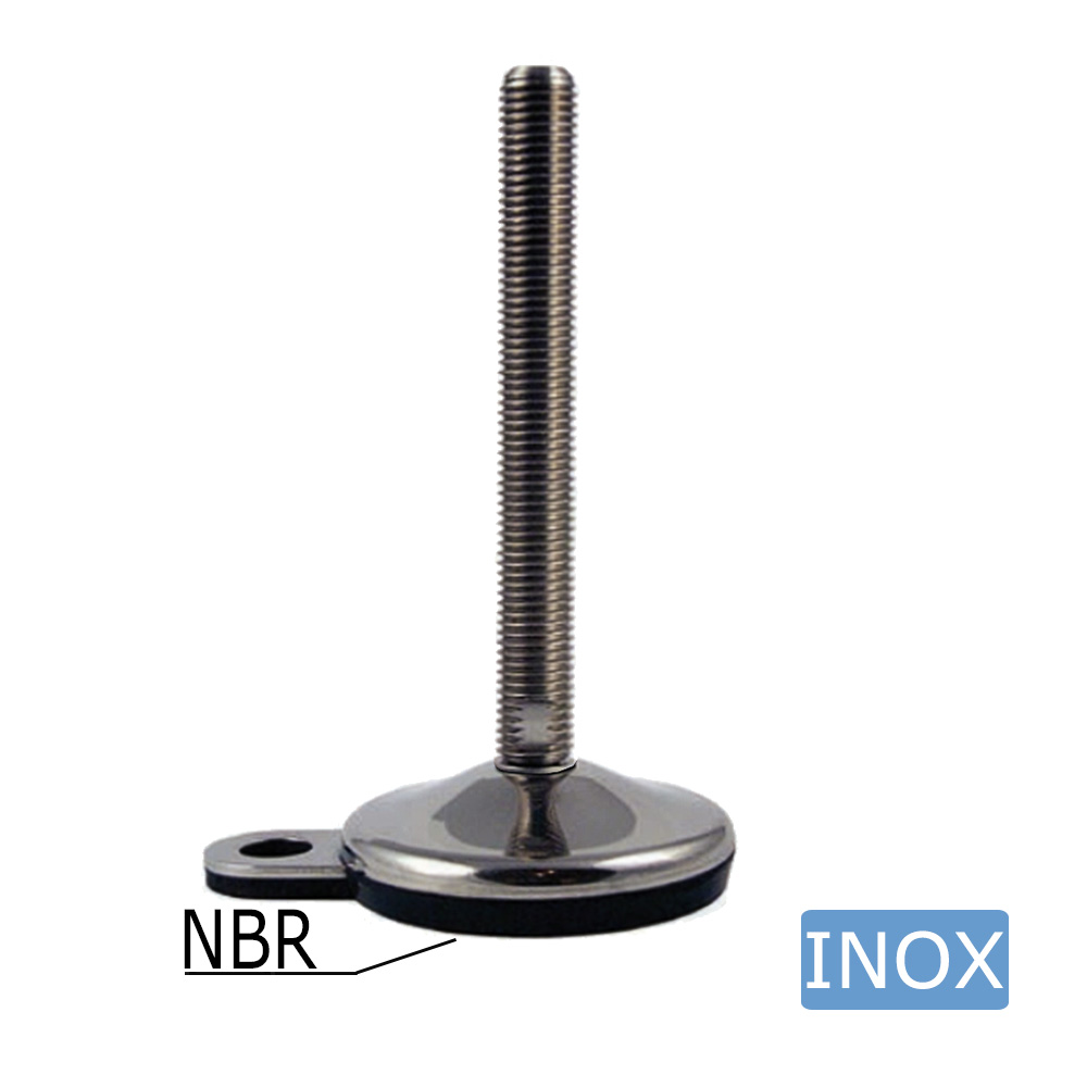 Levelling feet steel – hygiëne - vulcanized anti-slip pad – floor mount